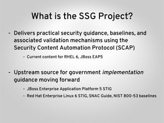 2012-10-16 Mil-OSS Working Group: Introduction to SCAP Security Guide | PPT