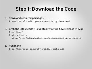 2012-10-16 Mil-OSS Working Group: Introduction to SCAP Security Guide | PPT
