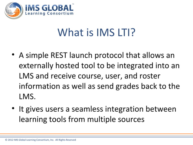 IMS Learning Tools Interoperability (Smart ICT Korea) | PPT