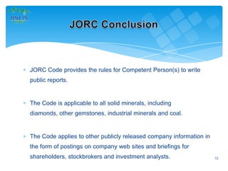 Jorc Code | PPTX