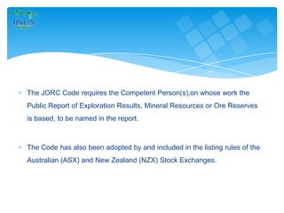 Jorc Code | PPTX