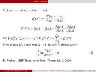 Bayesian Criteria based on Universal Measures | PPT