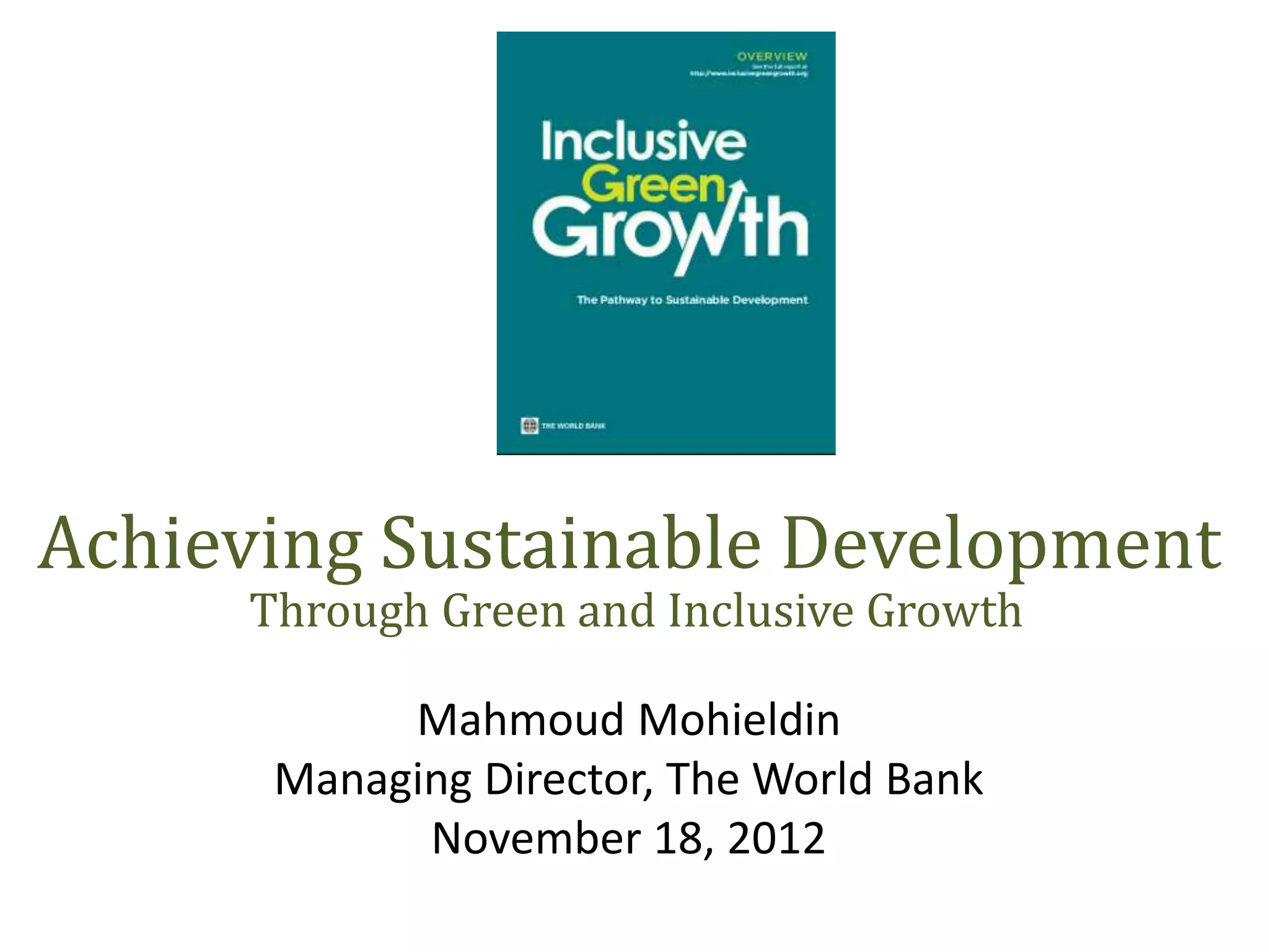 Achieving Sustainable Development - Inclusive Green Growth: The Pathway ...