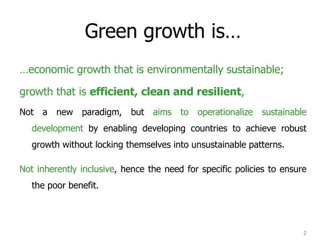 Achieving Sustainable Development - Inclusive Green Growth: The Pathway ...
