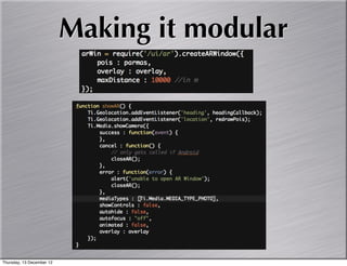 Augmented Reality with JavaScript and Appcelerator Titanium | PPT