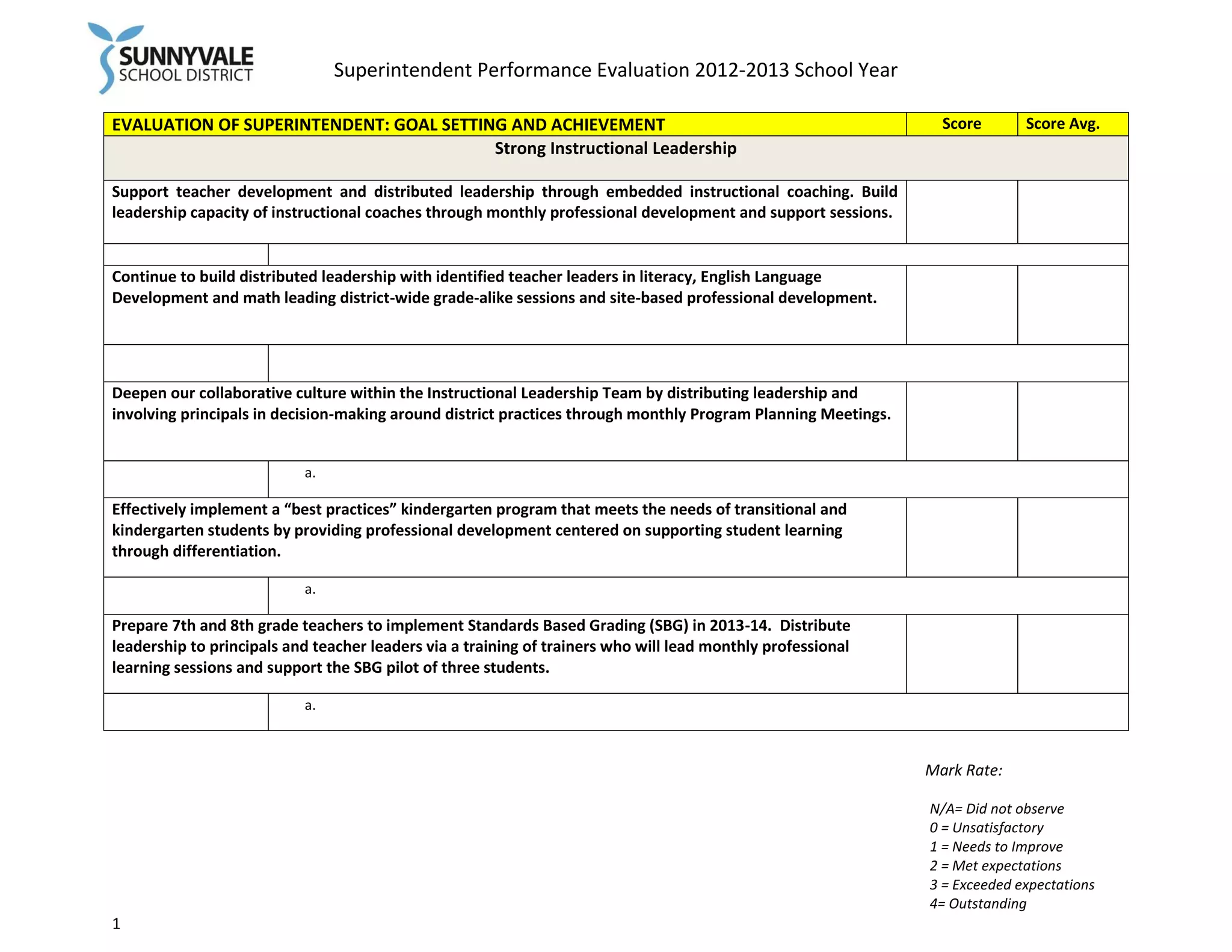 2012 13 superintendent evaluation ssd form | PDF