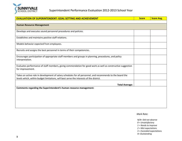 2012 13 superintendent evaluation ssd form | PDF