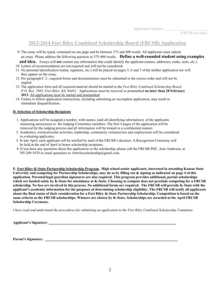 Fort Riley Combined Scholarship 2012 2013 Application | PDF
