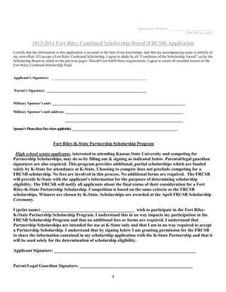 Fort Riley Combined Scholarship 2012 2013 Application | PDF