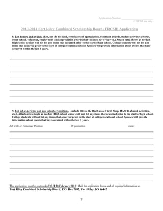 Fort Riley Combined Scholarship 2012 2013 Application | PDF