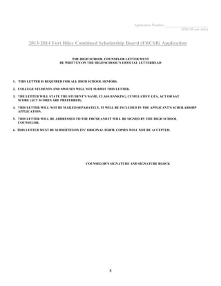 Fort Riley Combined Scholarship 2012 2013 Application | PDF