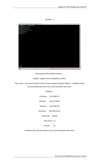 2012-33. konfigurasi dhcp menggunakan opensuse | PDF