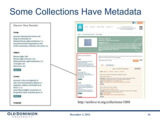 Visualizing Digital Collections at Archive-It | PPT