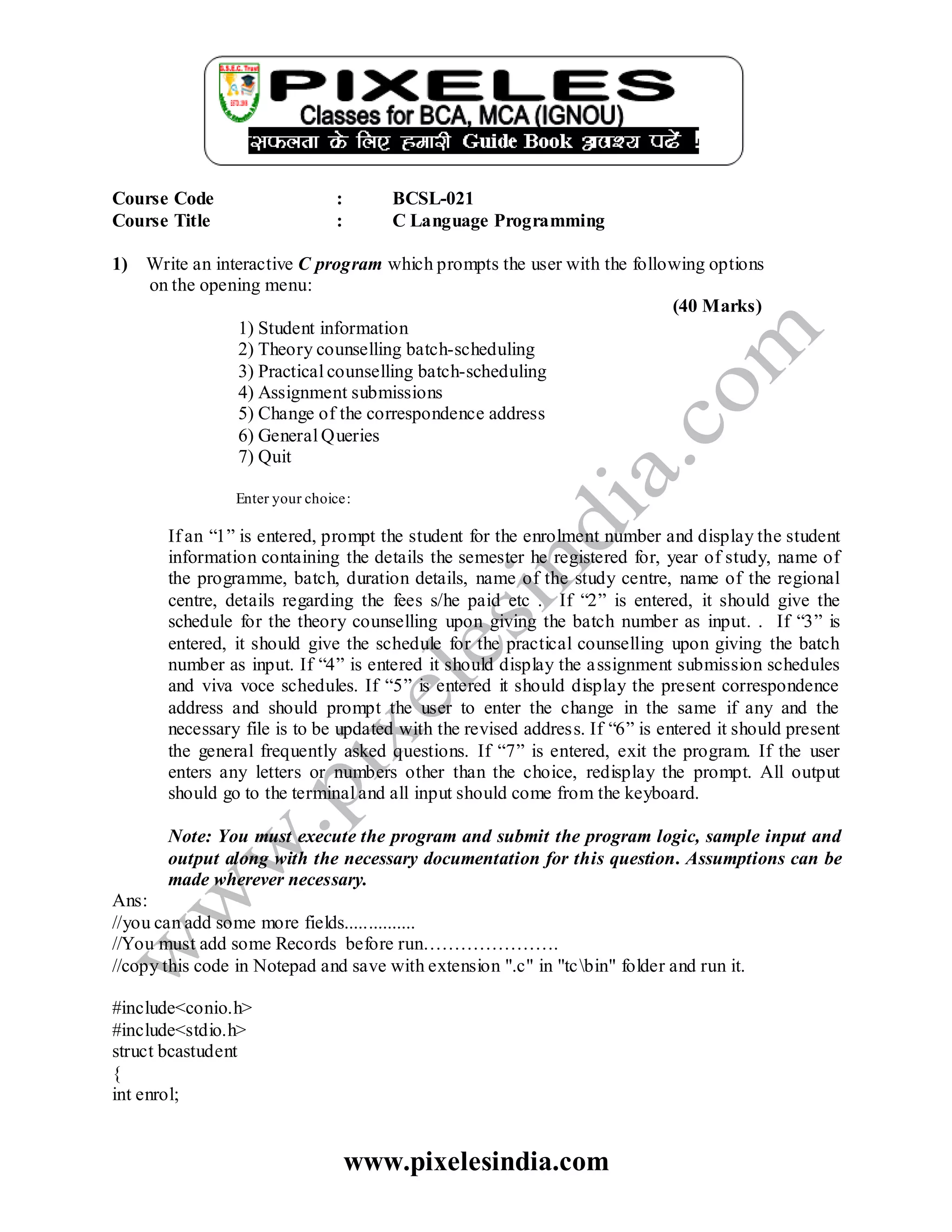 2012 bcsl-021 solve assihnment | PDF