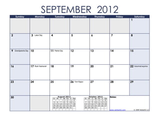 2012 calendar | XLS