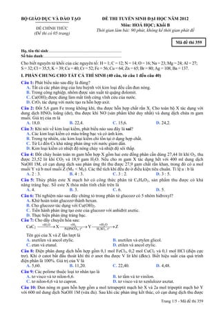 Đề thi đại học 2012 môn Hóa Học khối B | PDF