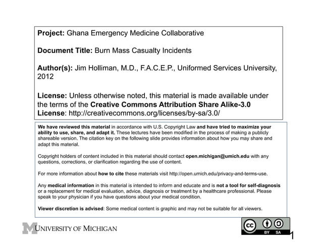 GEMC: Burn Mass Casualty Incidents: Resident Training | PDF | First Aid | Injuries