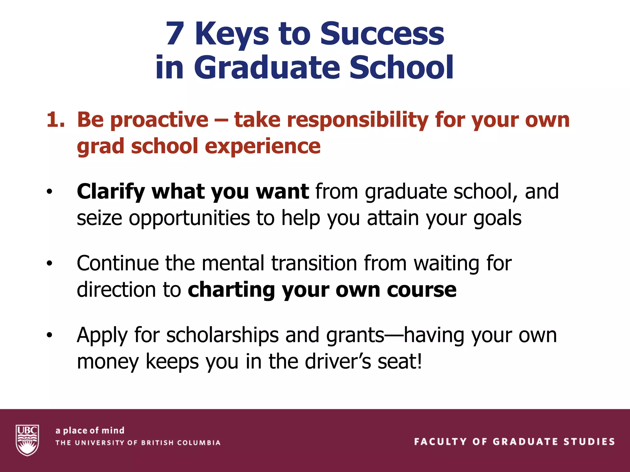 2012 UBC Orientation - Being a successful graduate students | PPT