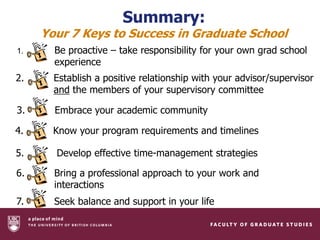 2012 UBC Orientation - Being a successful graduate students | PDF