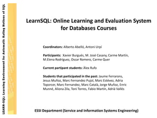 LearnSQL: Online Learning and Evaluation System for Databases Courses | PPT