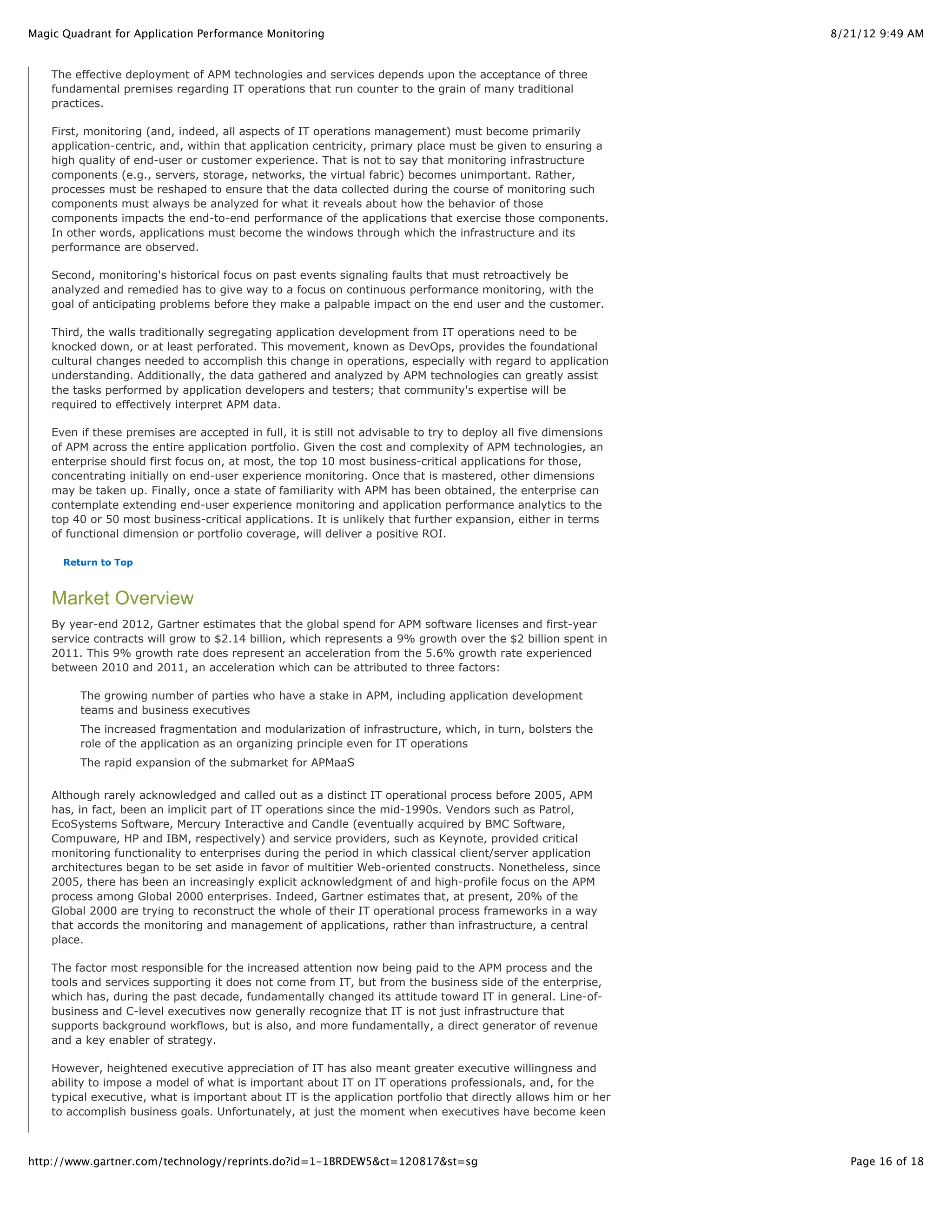 2012 Magic Quadrant For Application Performance Monitoring Pdf