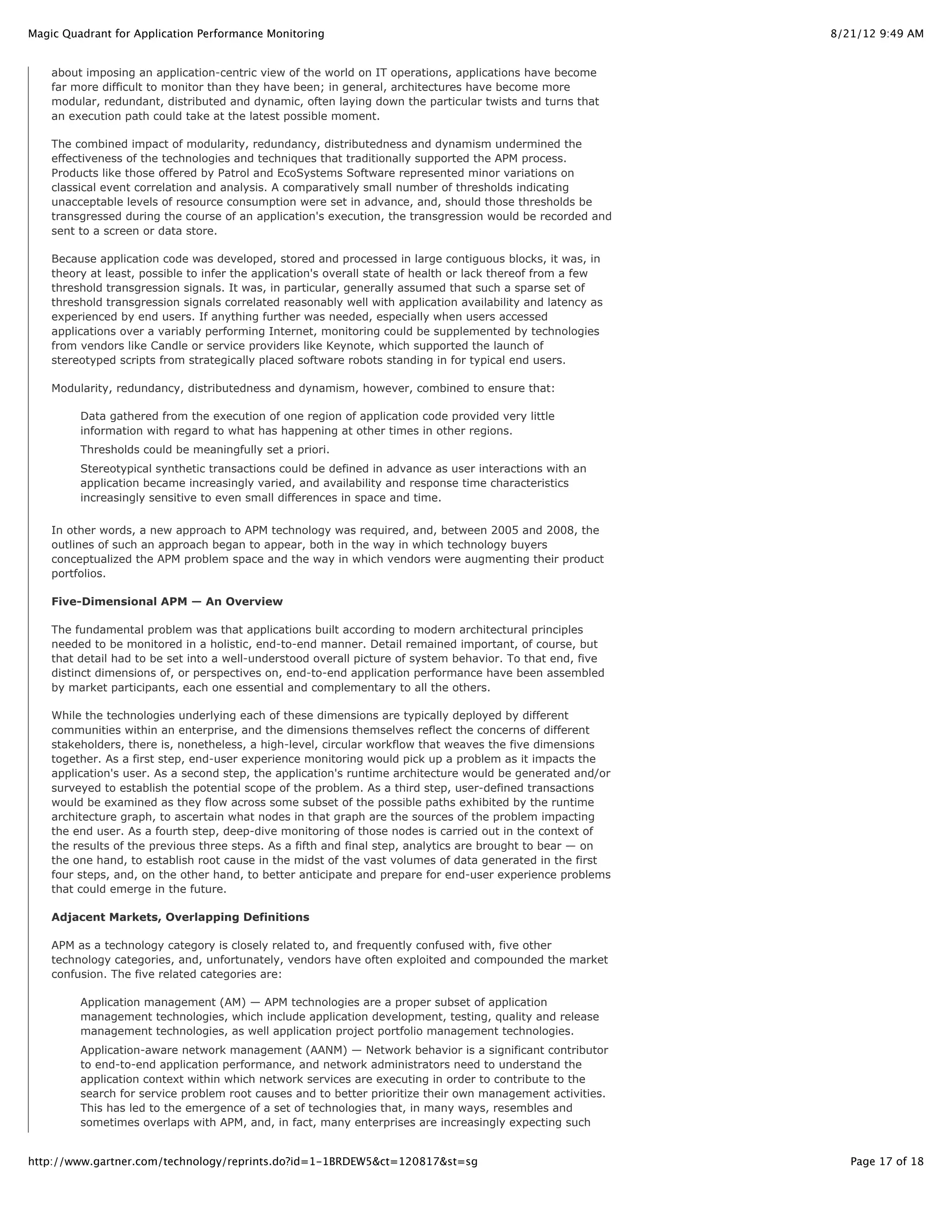 2012 Magic Quadrant For Application Performance Monitoring Pdf