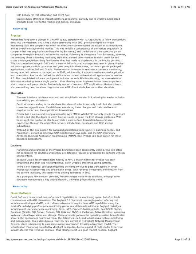 2012 Magic Quadrant For Application Performance Monitoring Pdf