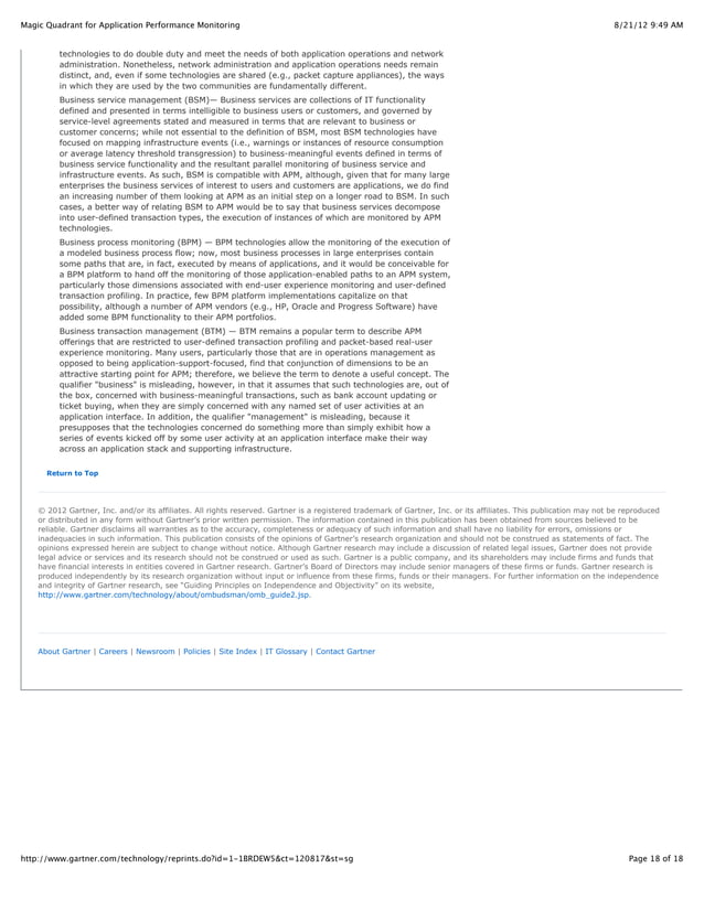 2012 Magic Quadrant For Application Performance Monitoring Pdf