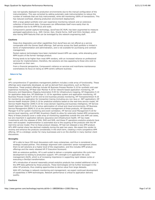 2012 Magic Quadrant For Application Performance Monitoring Pdf