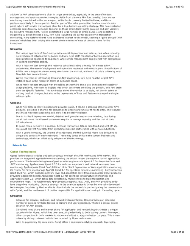 2012 Magic Quadrant For Application Performance Monitoring Pdf