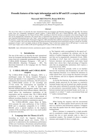 Prosodic features of the topic information unit in BP and EP | PDF