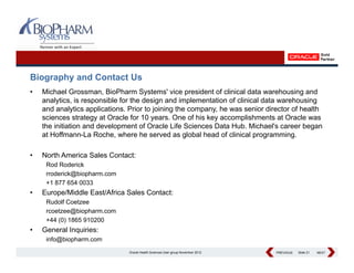 Practical Considerations of Oracle Clinical Development Analytics Implementation and ...
