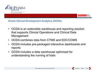Practical Considerations of Oracle Clinical Development Analytics Implementation and ...