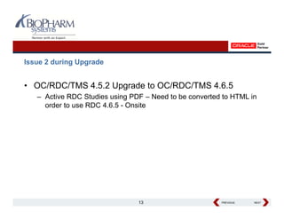 Process and Challenges for Upgrading OC, RDC and TMS | PDF