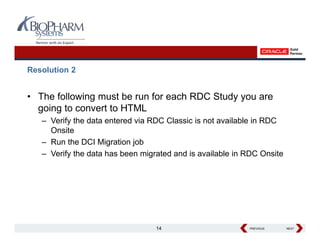 Process and Challenges for Upgrading OC, RDC and TMS | PDF