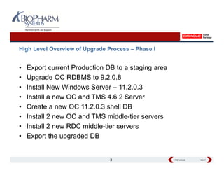 Process and Challenges for Upgrading OC, RDC and TMS | PDF