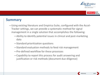 Using Oracle Empirica Topics to Document Your Signal Management Process ...