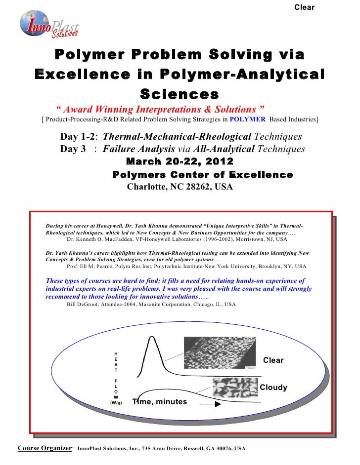 Polymer Industry Problem Solving via Excellence in Polymer-Analytical ... Polymer Industry Problem Solving via Excellence in Polymer-Analytical ...