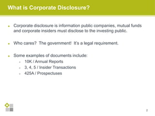 What Is Corporate Disclosure | PPTX