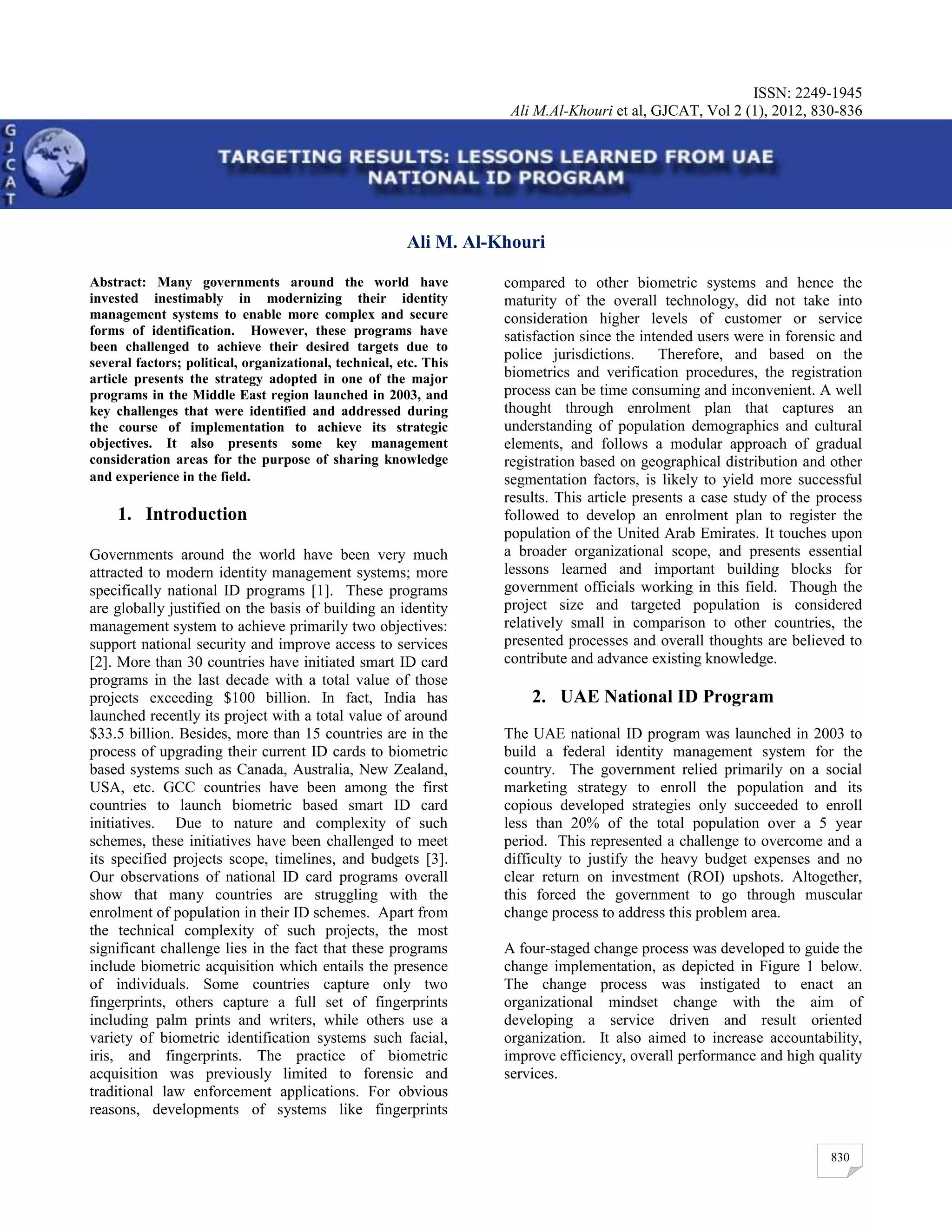 Targeting Results: Lessons Learned from UAE National ID Program | PDF