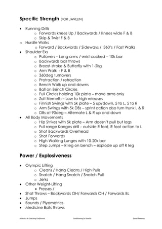 2012: Throws Conditioning Training | PDF | Fitness and Exercise ...