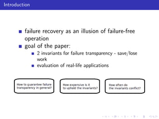 Exploring Failure Transparency and the Limits of Generic Recovery | PPT