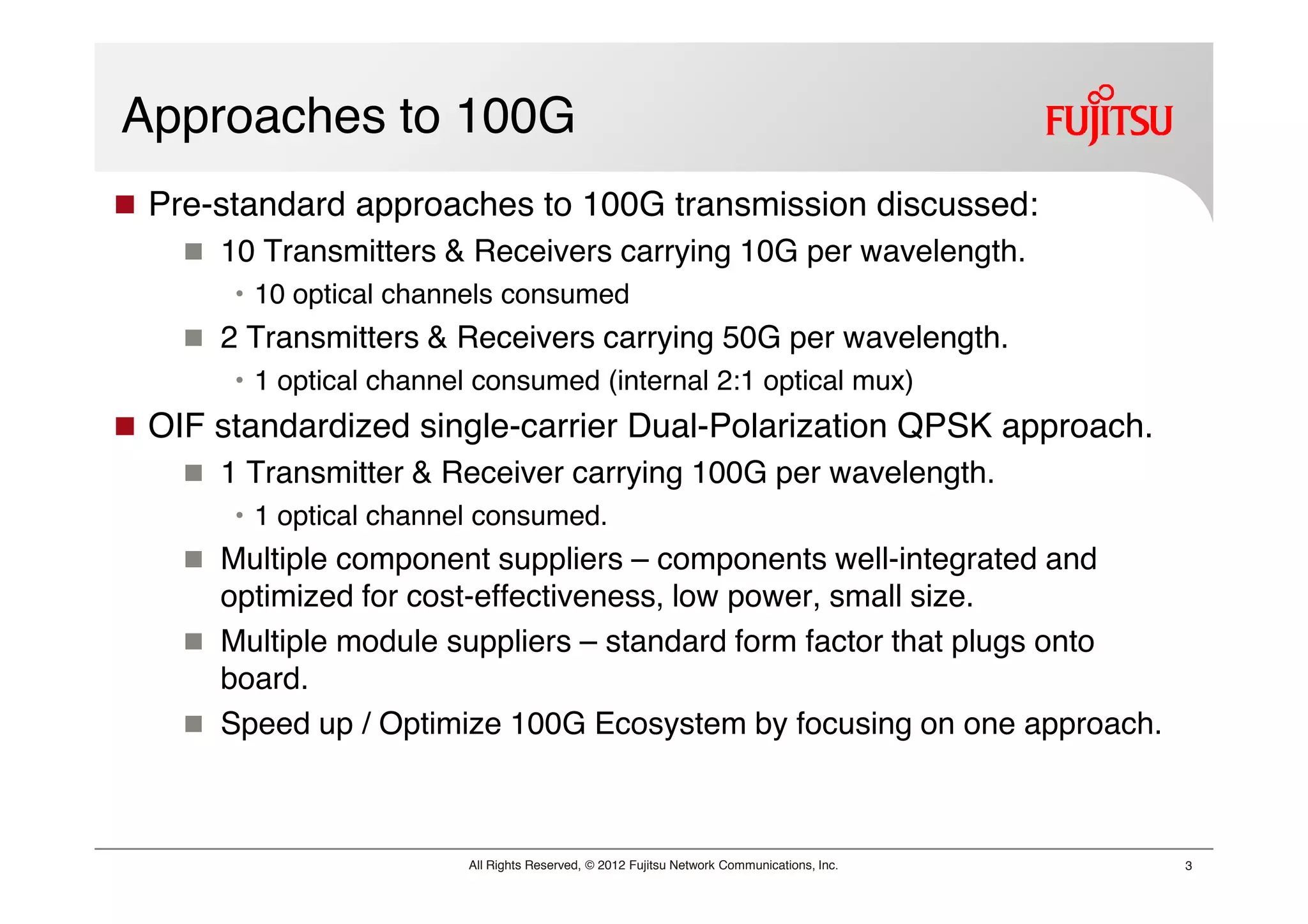 Fujitsu 100G Overview | PDF