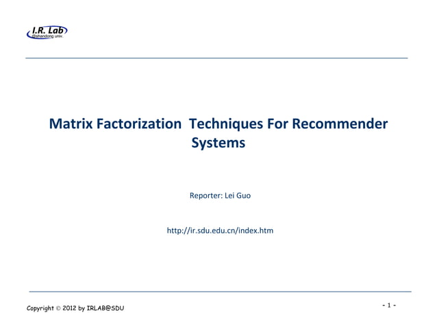 Matrix Factorization Techniques For Recommender Systems Pdf