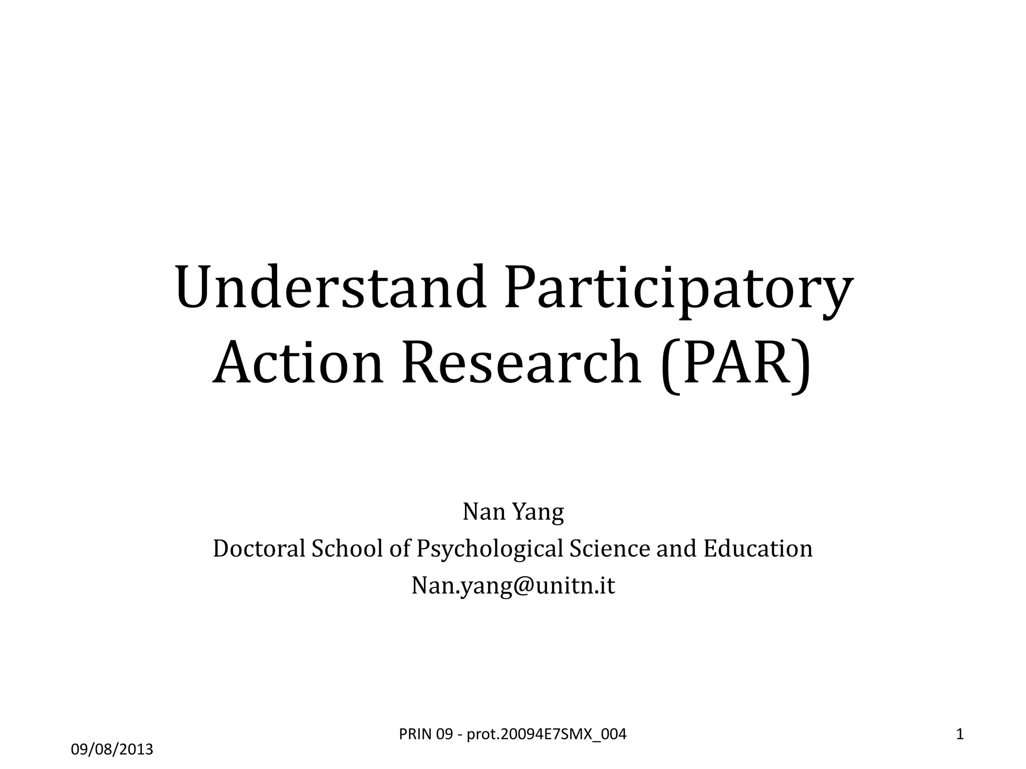 Understand Participatory Action Research | PPTX