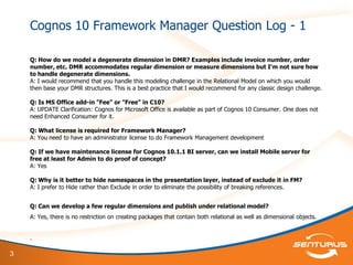 IBM Cognos 10 Framework Manager in Action: Questions & Answers | PPT