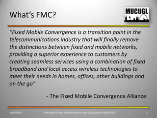 Fixed-to-Mobile Convergence with Microsoft UC | PPTX | Computing ...