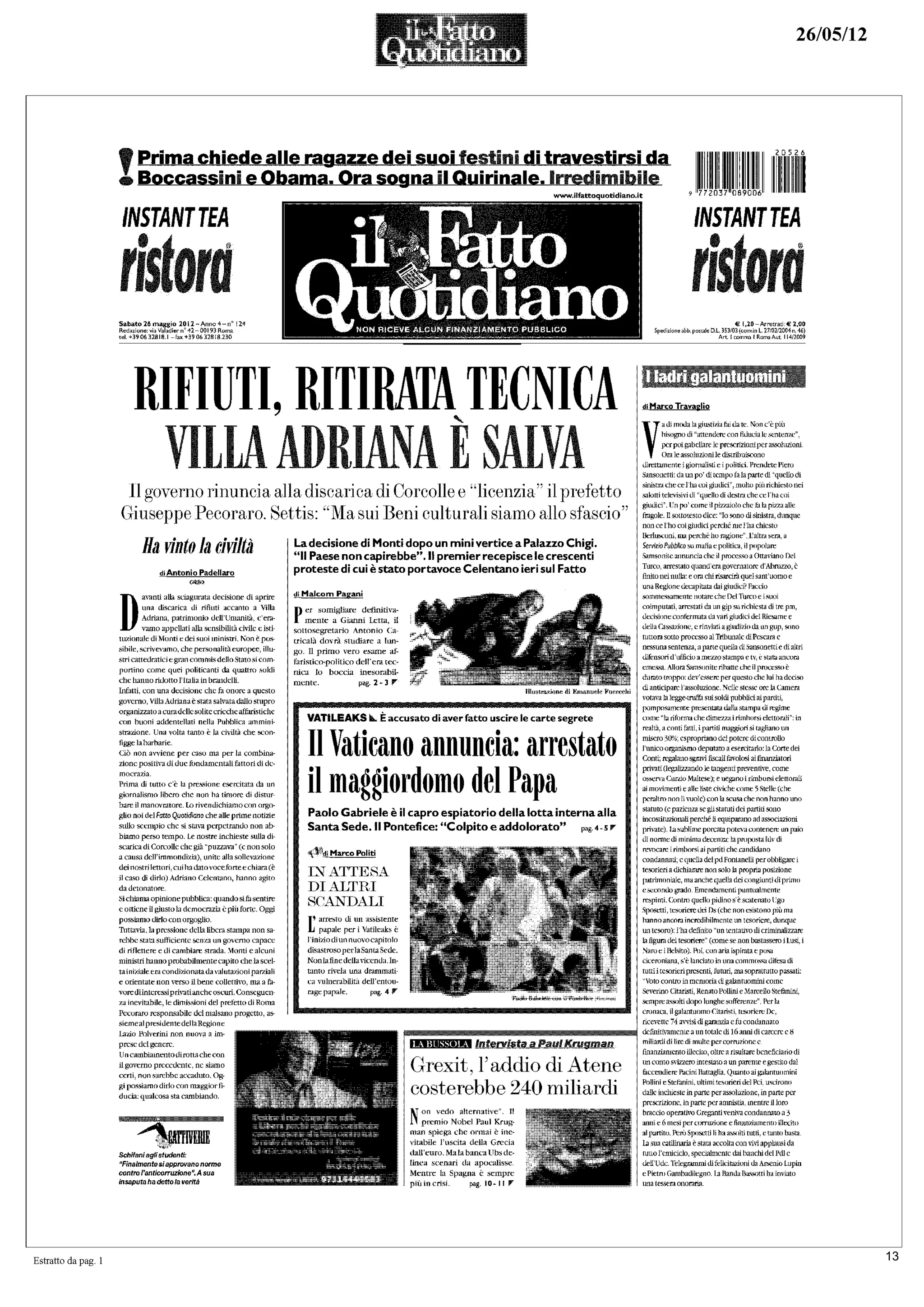 Prima pagina 26/5/2012 | PDF