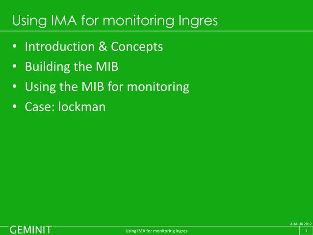 Using IMA for monitoring Ingres | PPT
