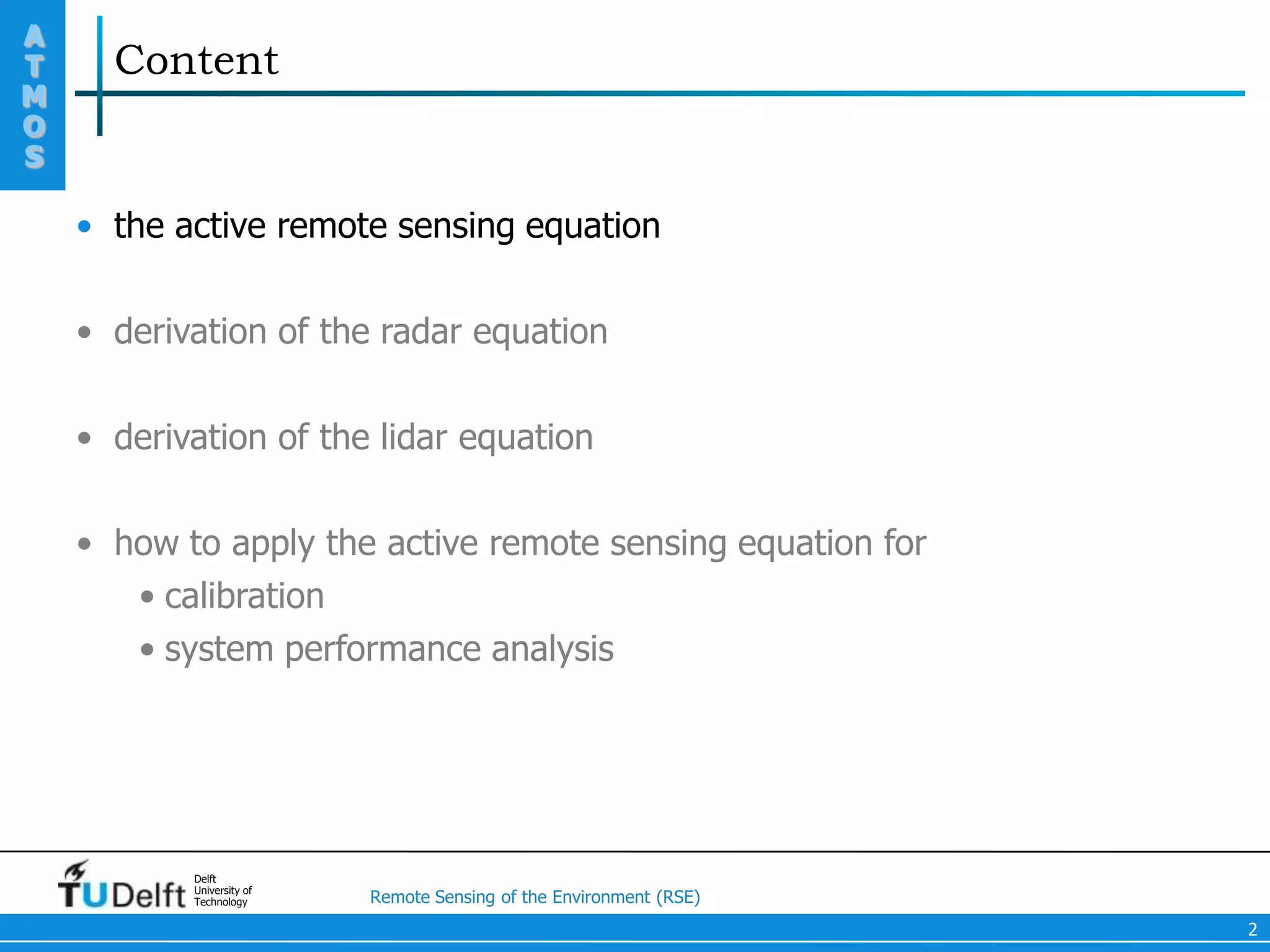 The active remote sensing equation | PPS